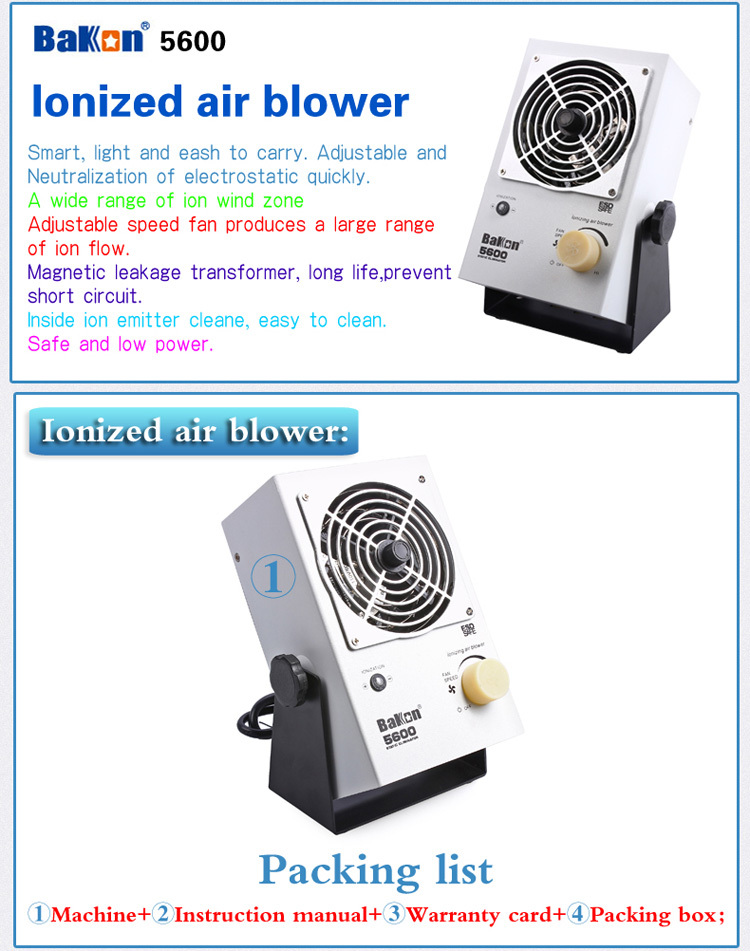 BAKON BK5600 AC Static elimination desktop mini ESD Ionizing Air Blower ...